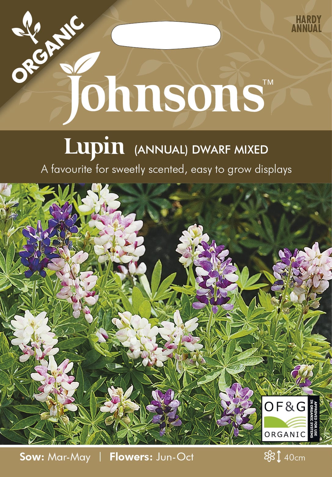 Johnsons Organic Lupin Annual Dwarf Mixed Seeds