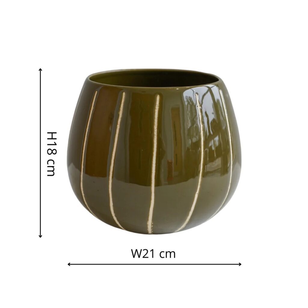 Nova Wax Relief Indoor Ceramic Planter – Olive Green