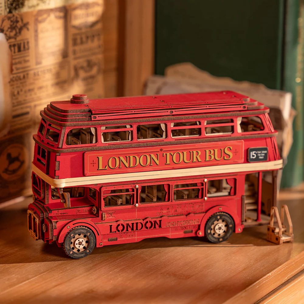 Rolife Double-Decker London Bus Wooden Model Kit