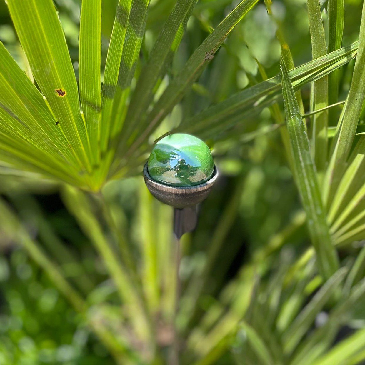 Small Marble Suncatcher Garden Stake Ornament - Fungus