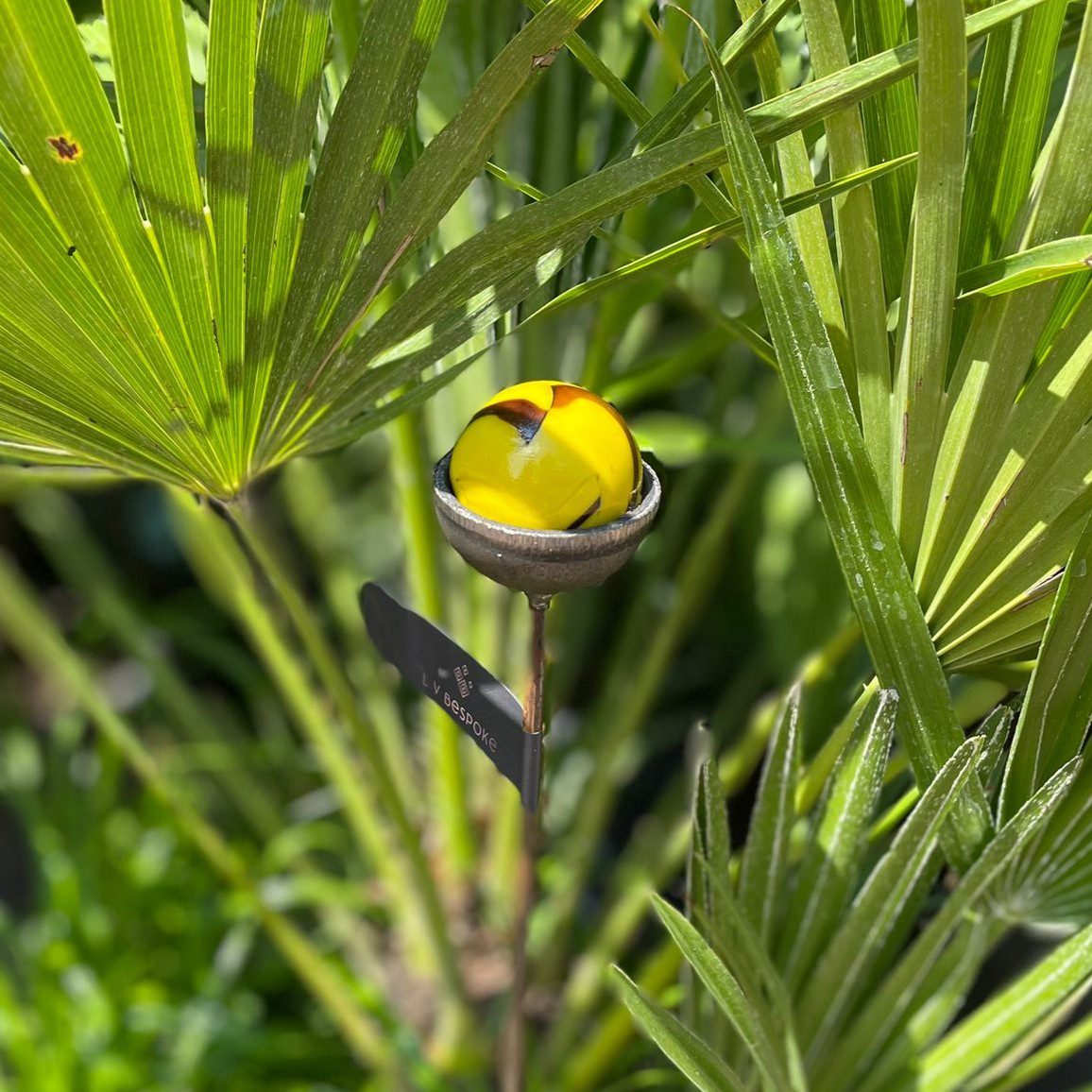 Small Marble Suncatcher Garden Stake Ornament - Bumblebee