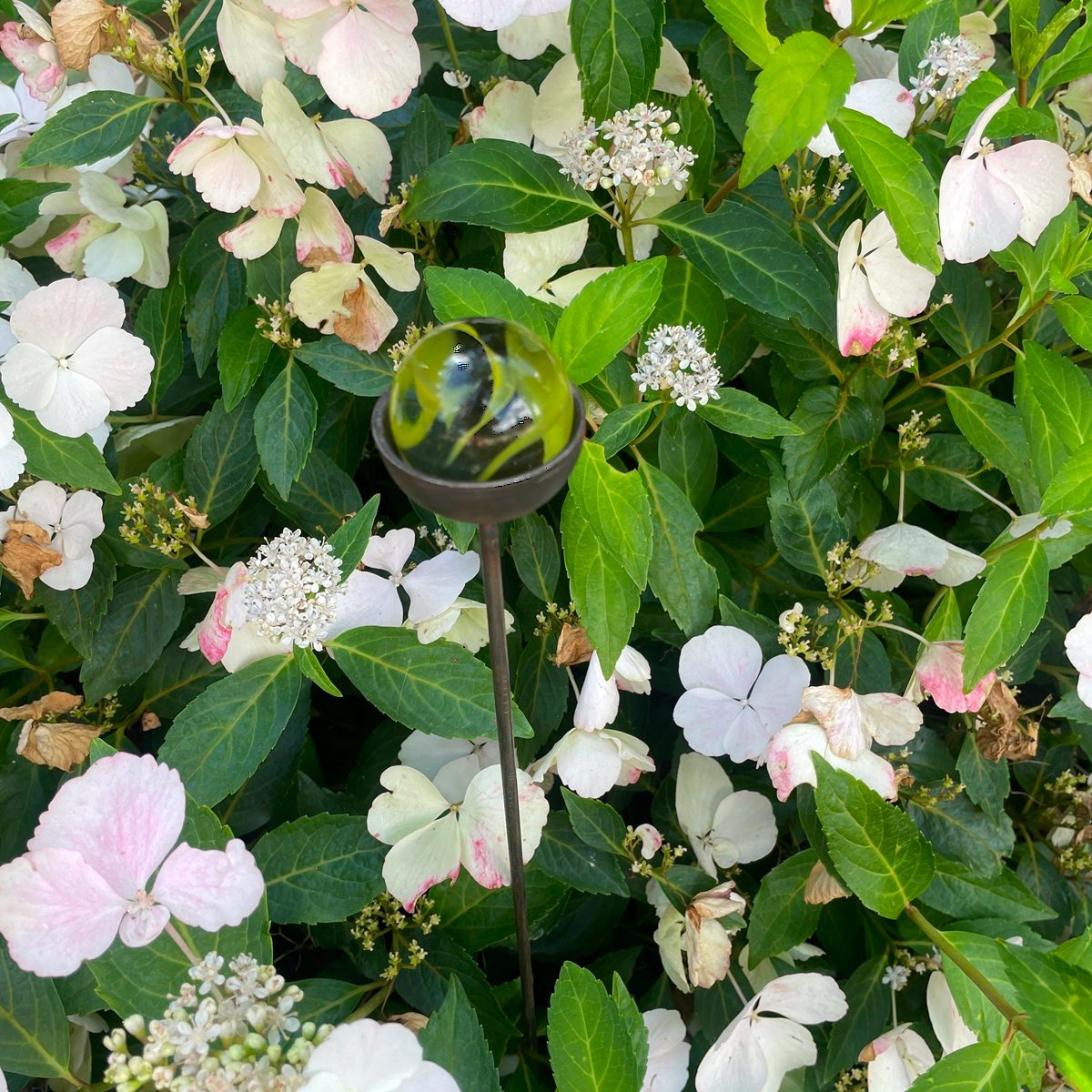 Small Marble Suncatcher Garden Stake Ornament - Watermelon Yellow