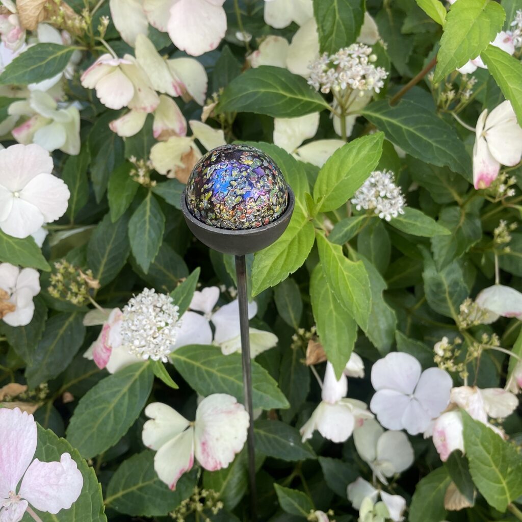 Small Marble Suncatcher Garden Stake Ornament - Lustered Valkyrie