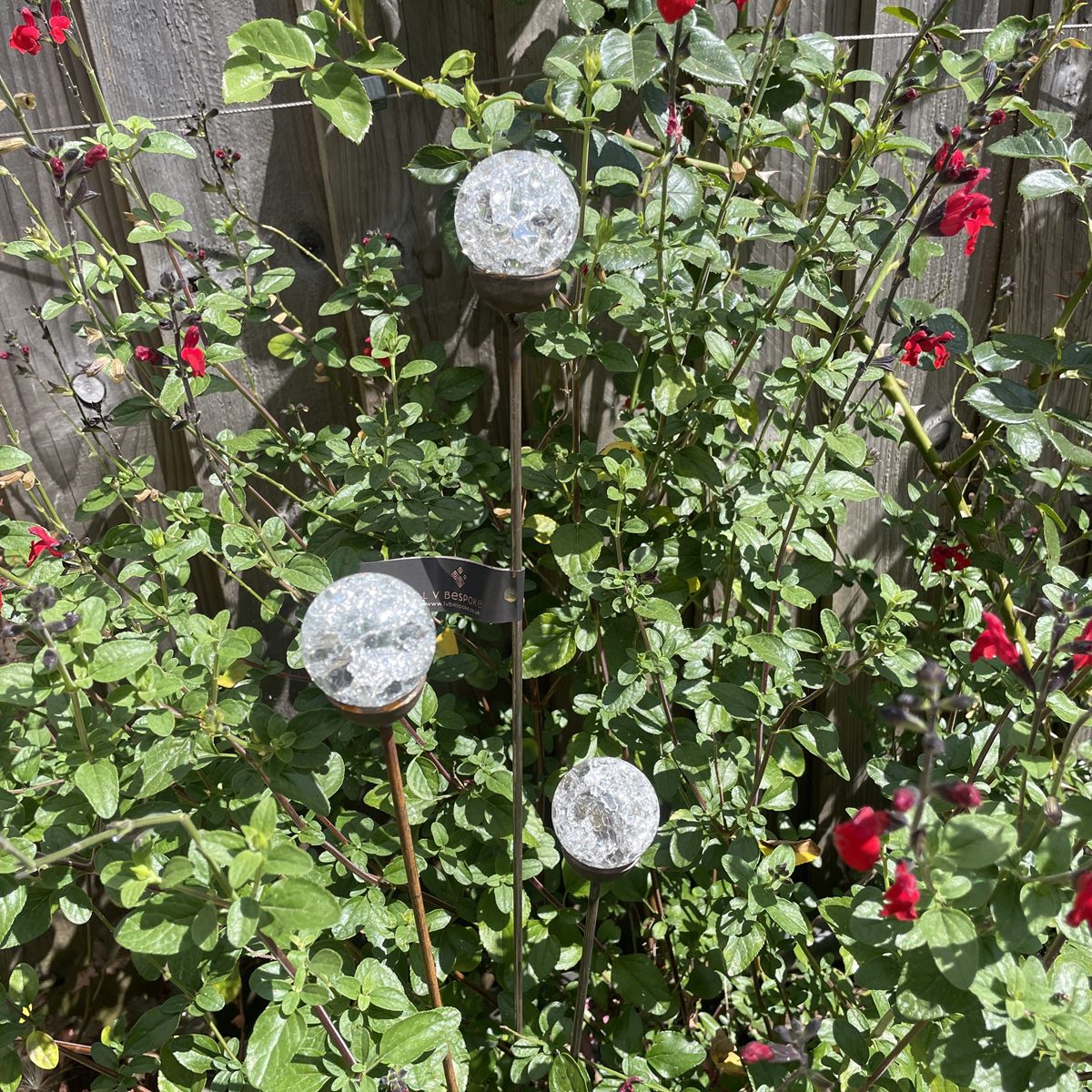 Cluster of 3 Garden Stake Ornaments - Cracked Short