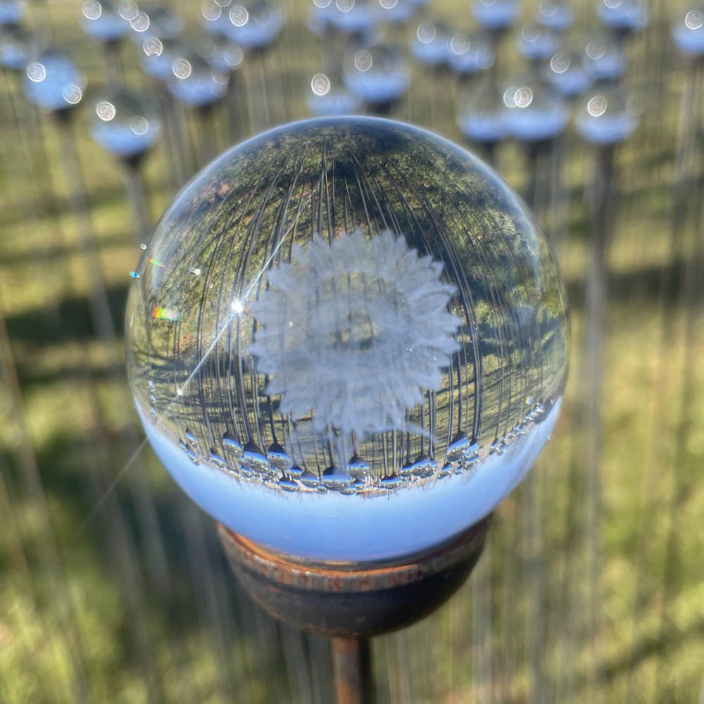 3D Crystal Ball Decorative Garden Stake Ornament - Sunflower