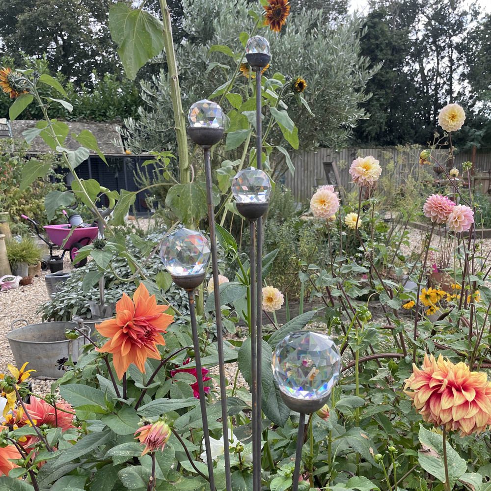 Cluster of 5 Garden Stake Ornaments - Prism