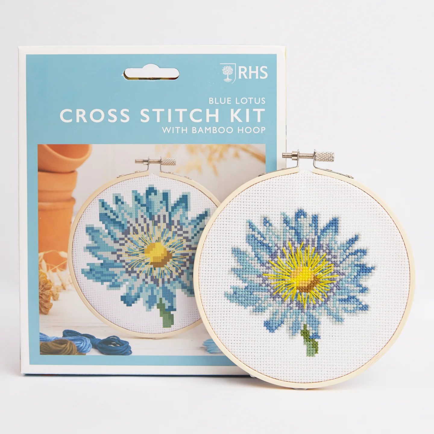RHS Blue Lotus Cross Stitch Kit