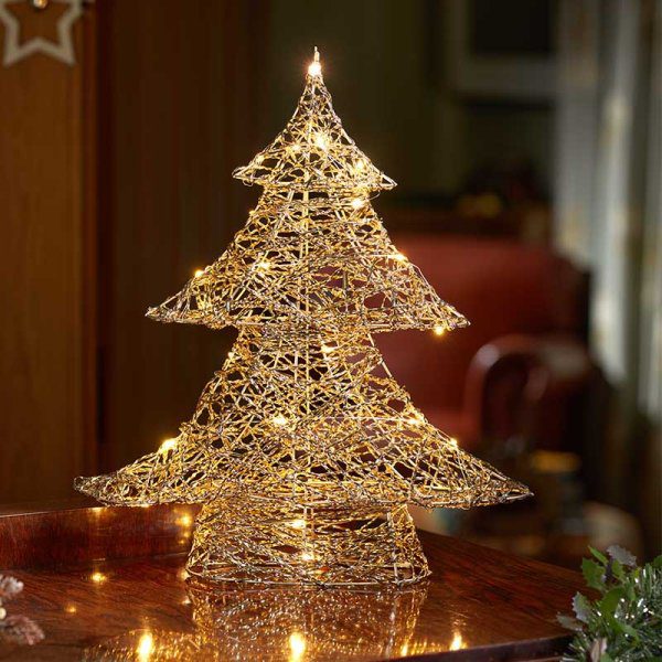 Three Kings Gold Weave Light Up Wire Christmas Tree
