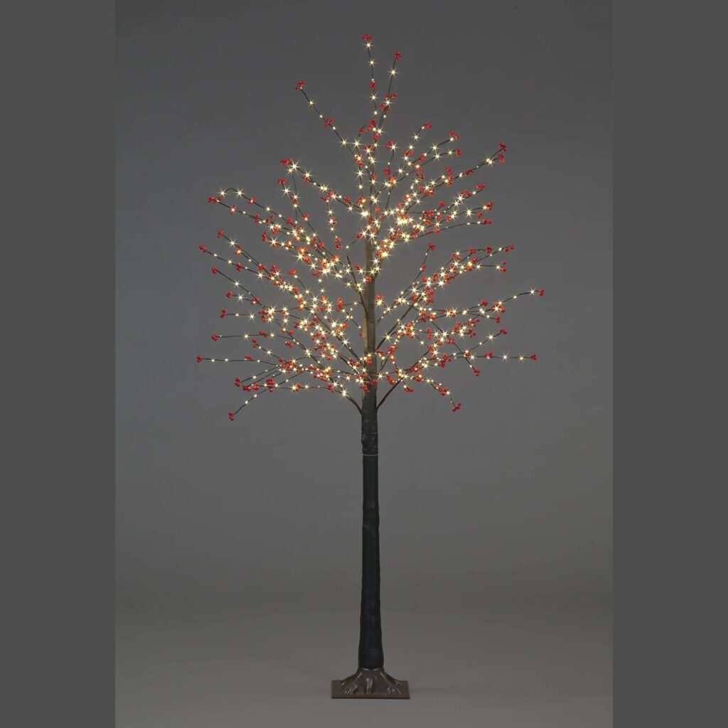 5.9Ft Micro Dot LED Artificial Red Berry Christmas Tree