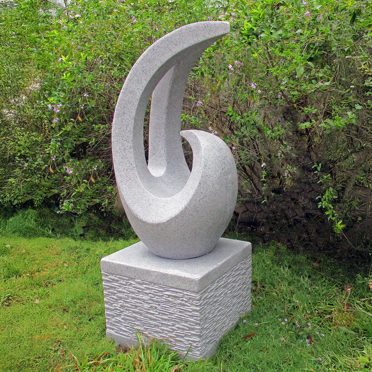 Enigma Granite Effect XL Revolve Sculpture On Plinth Garden Statue