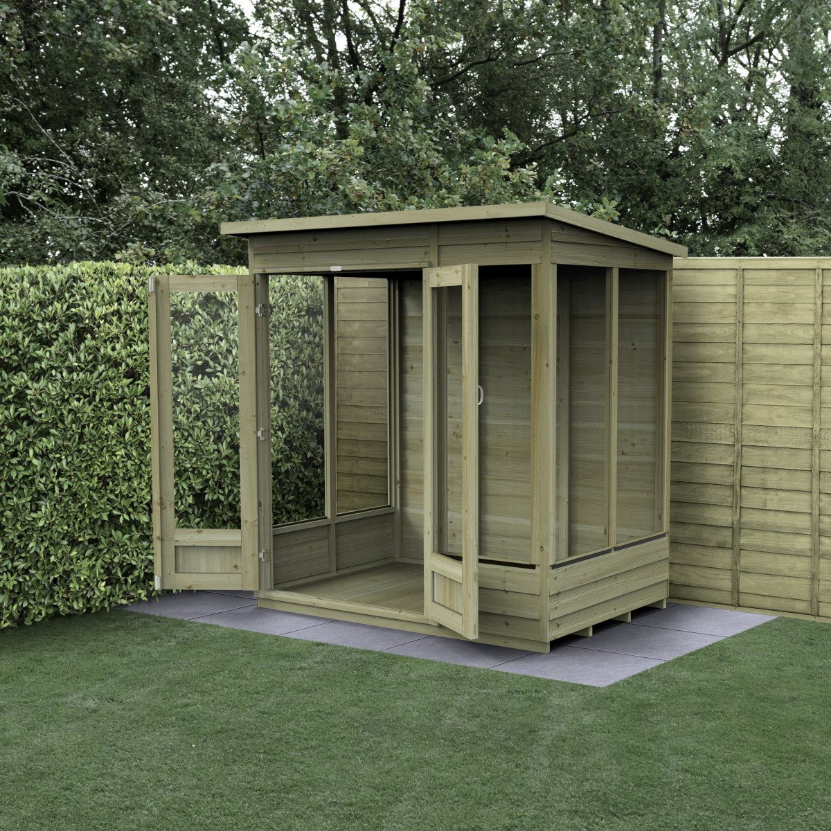 Forest Garden 4LIFE Pent Wooden Summerhouse 6x4m - 5 Window with ...