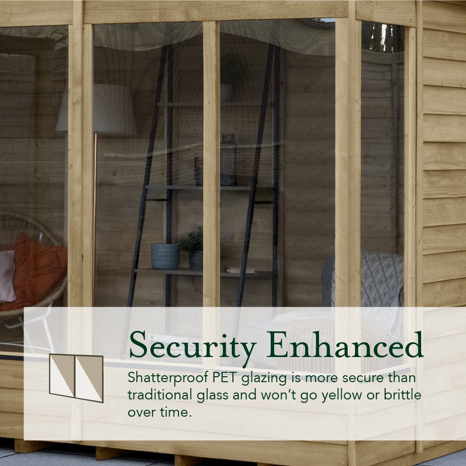 Forest Garden 4LIFE Pent Wooden Summerhouse 6x4m - 5 Window with ...